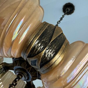 Antique Hanging Slip Shade Ceiling Fixture, 1910's Original Bronze ...