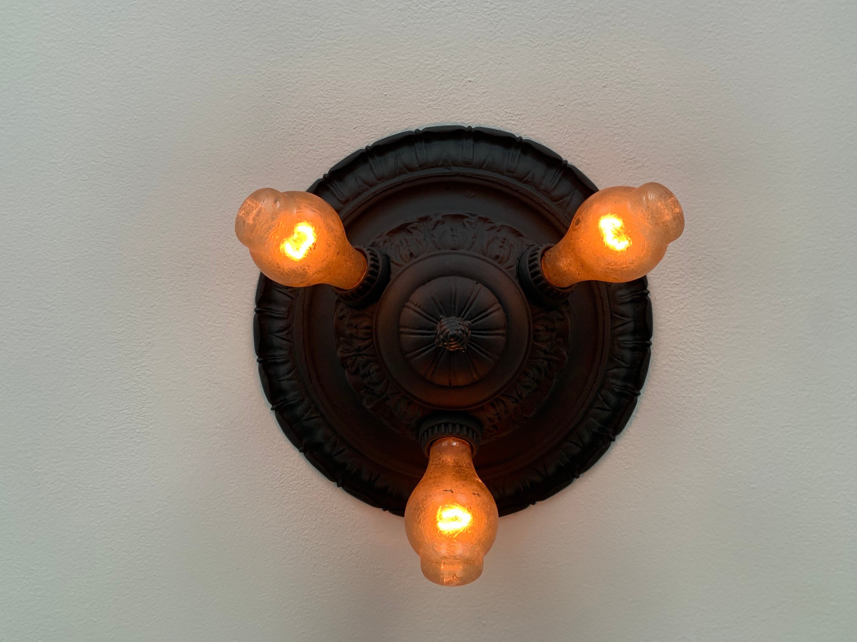 1905 Flush Mount Bulb-Thru-Base Ceiling Light Fixture, heavy Cast Iron ...