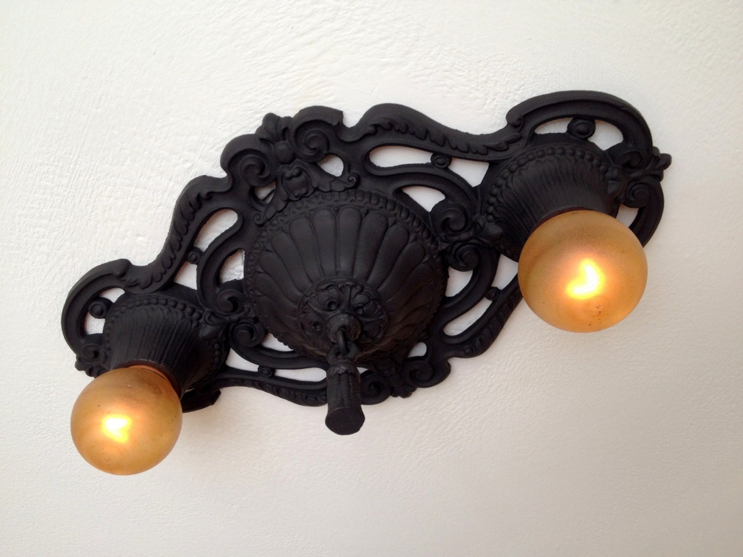 Flush Mount Light Fixture, 1927, Rewired/Refinished Charcoal Black ...