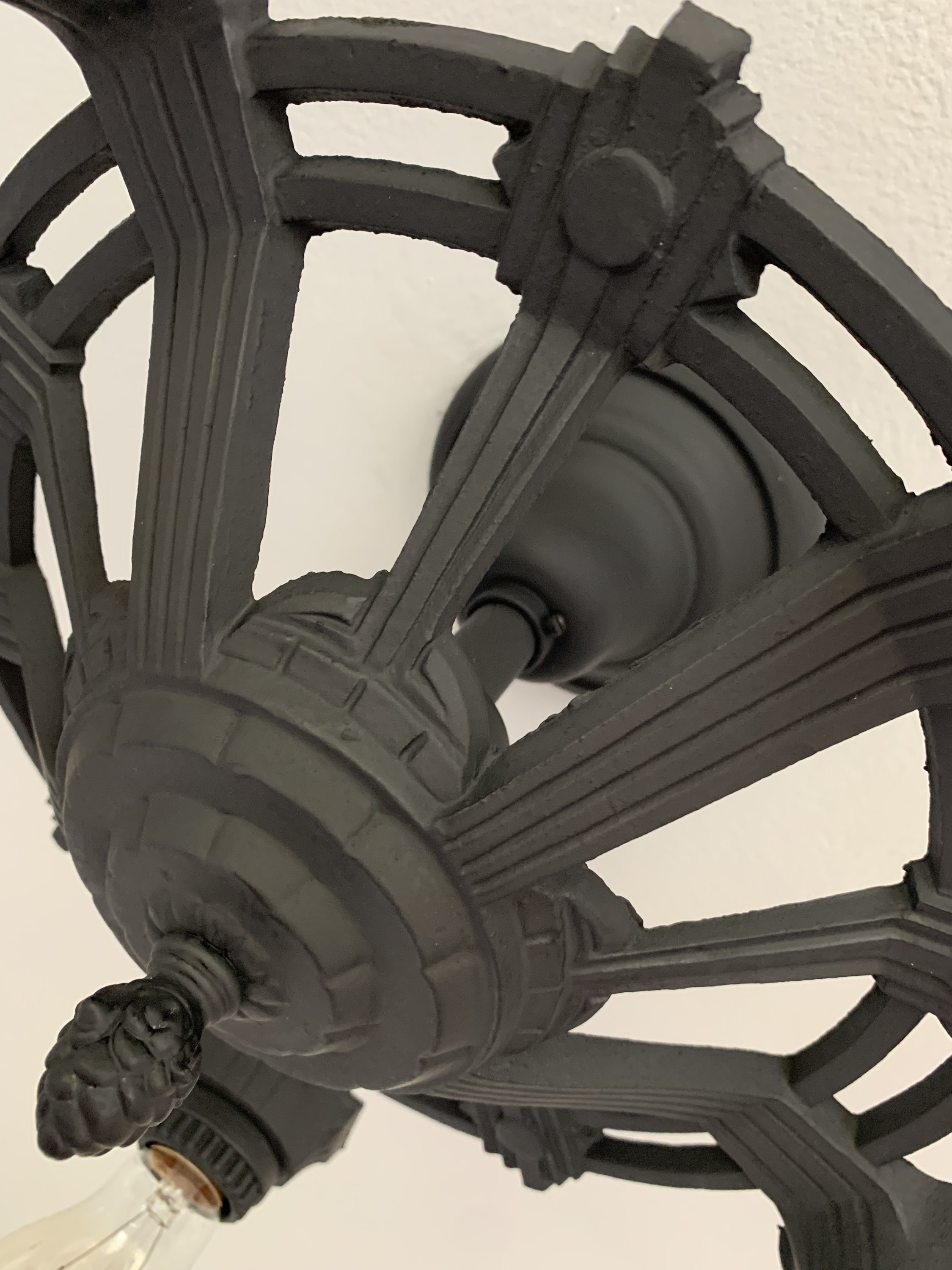 Semi Flush Mount Cast Iron Ceiling Light, 1920's Art Deco, Charcoal ...