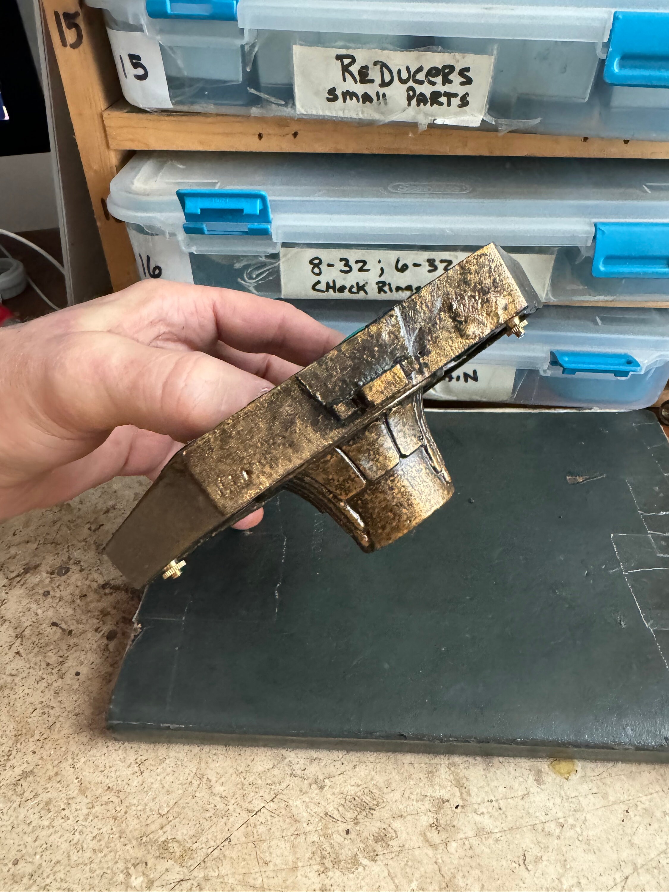 Bronze and Teal Flush Mount Ceiling Light Fixture, 1910's Single Bulb ...