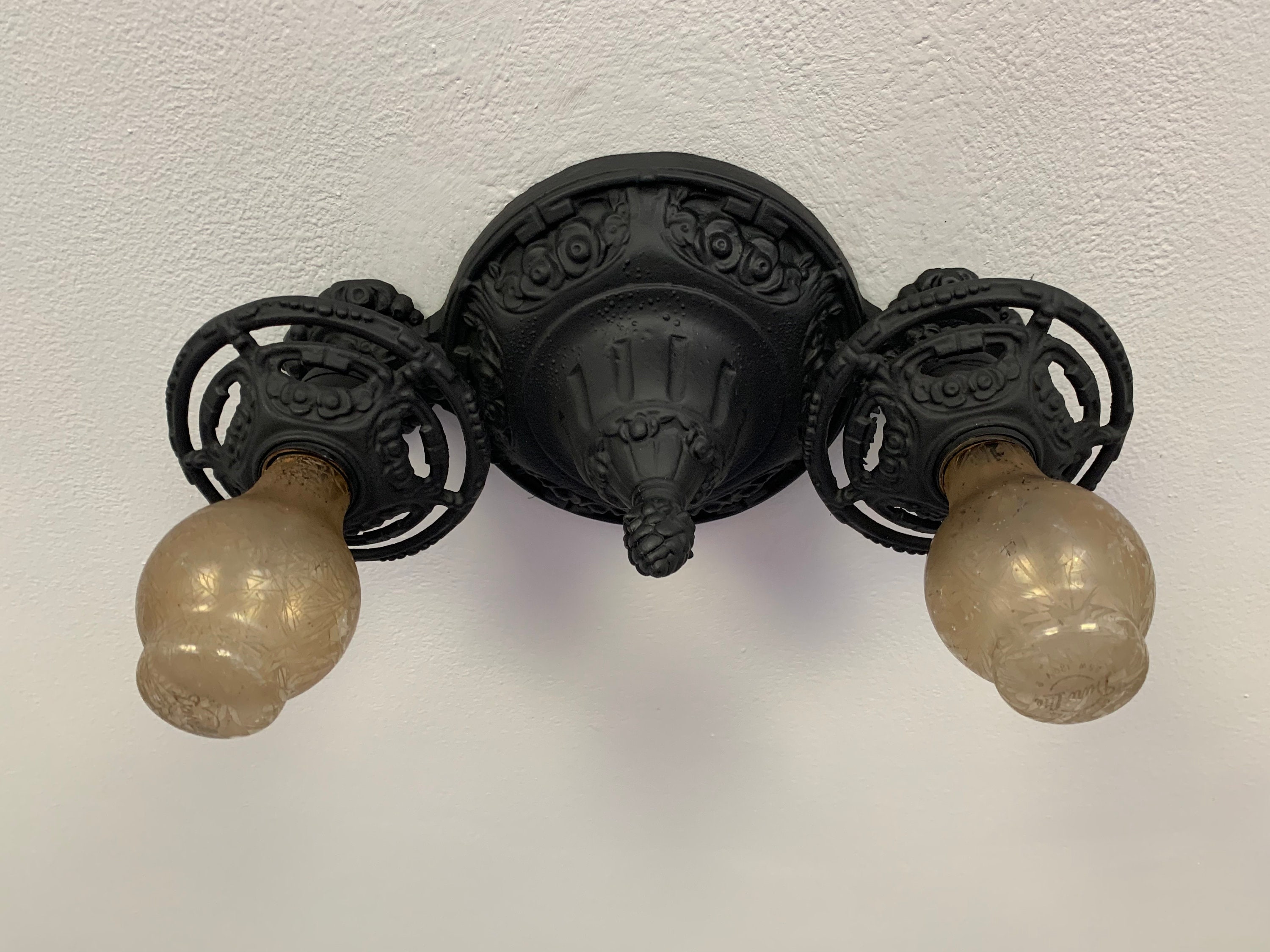 Flush Mount Ceiling Light, 1910's Cast Aluminum with Matching Nouveau ...