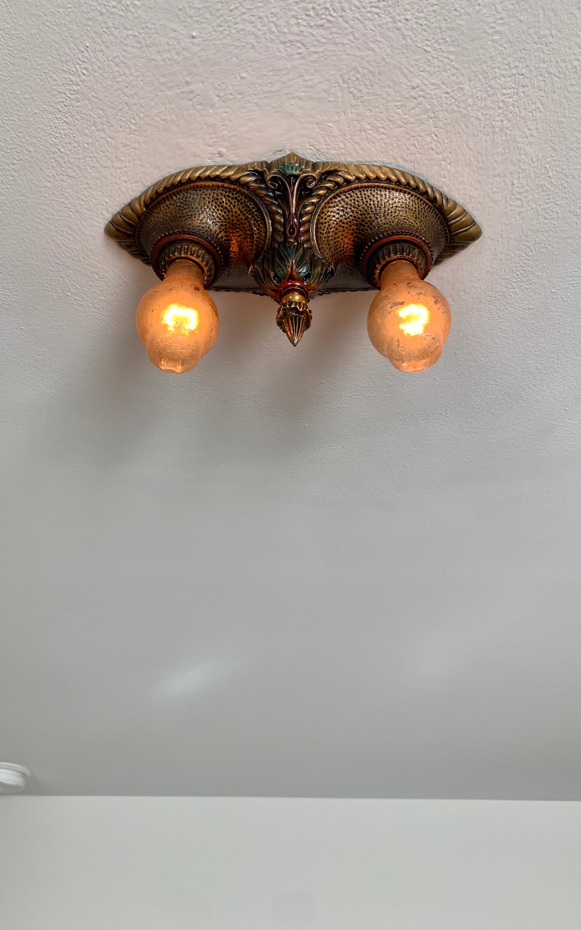 Flush Mount Cast Iron Ceiling Light, 1920's Art Deco, Original Multi ...