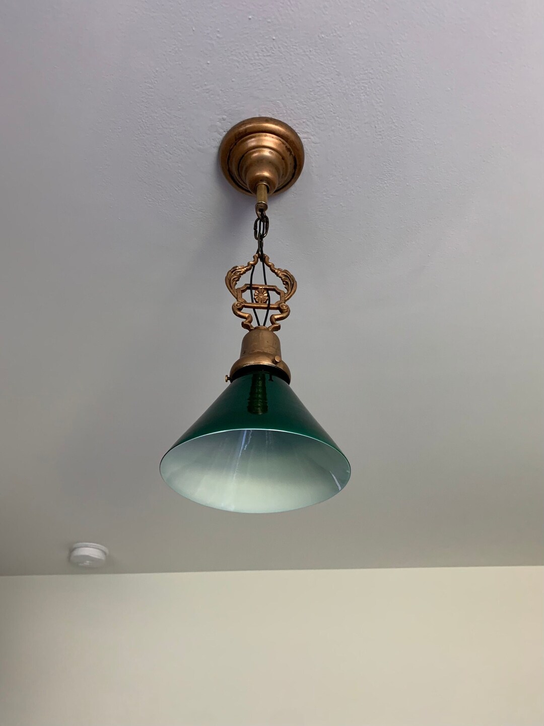 Hanging Vintage/antique Green Parlor Chandelier, 1930/40 Single Bulb ...