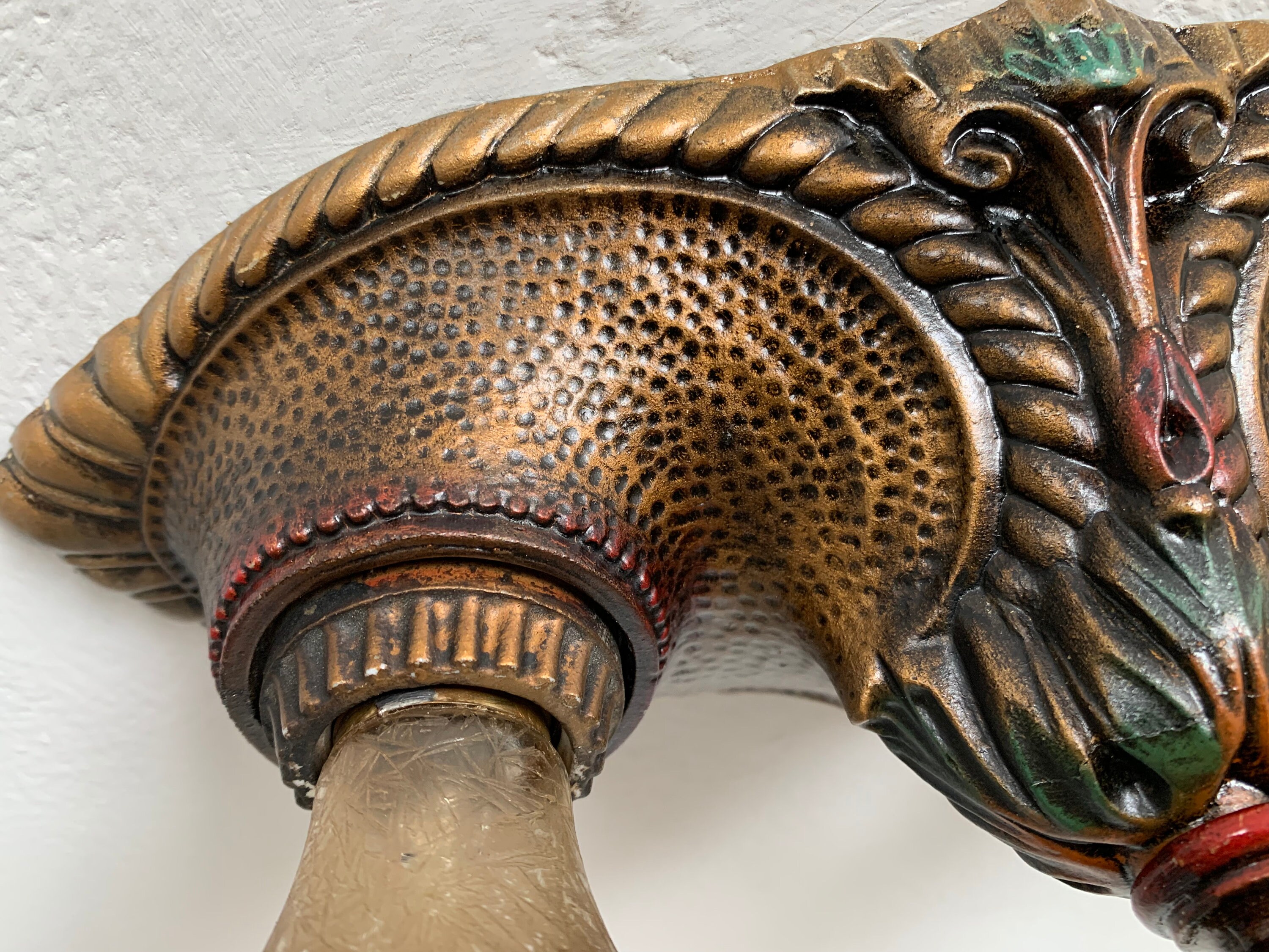 Flush Mount Cast Iron Ceiling Light, 1920's Art Deco, Original Multi ...