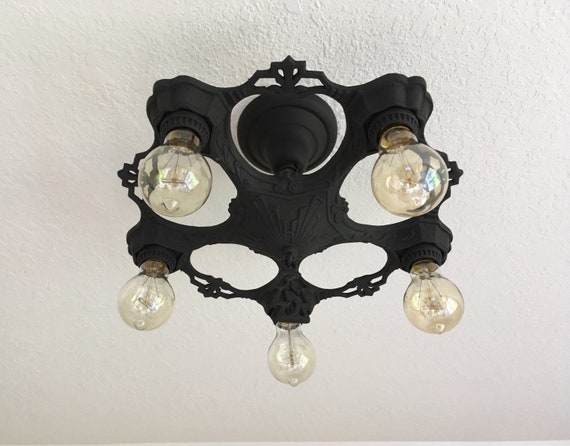 Farmhouse Cast Iron Deco Semi Flush Antique Ceiling Fixture | Etsy