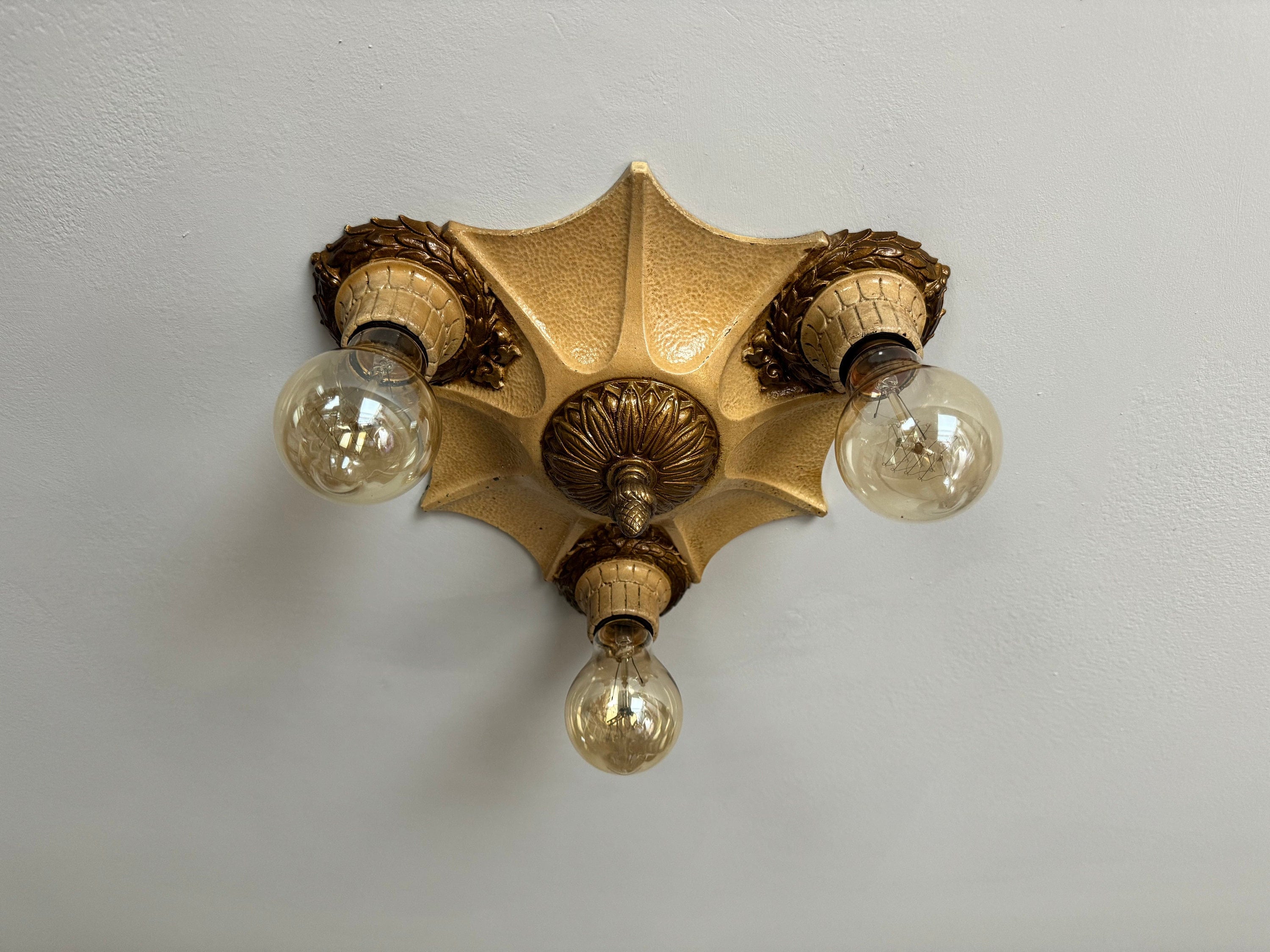 Flush Mount Cast Iron Ceiling Light, 1920's Art Deco, Markel Web Design ...