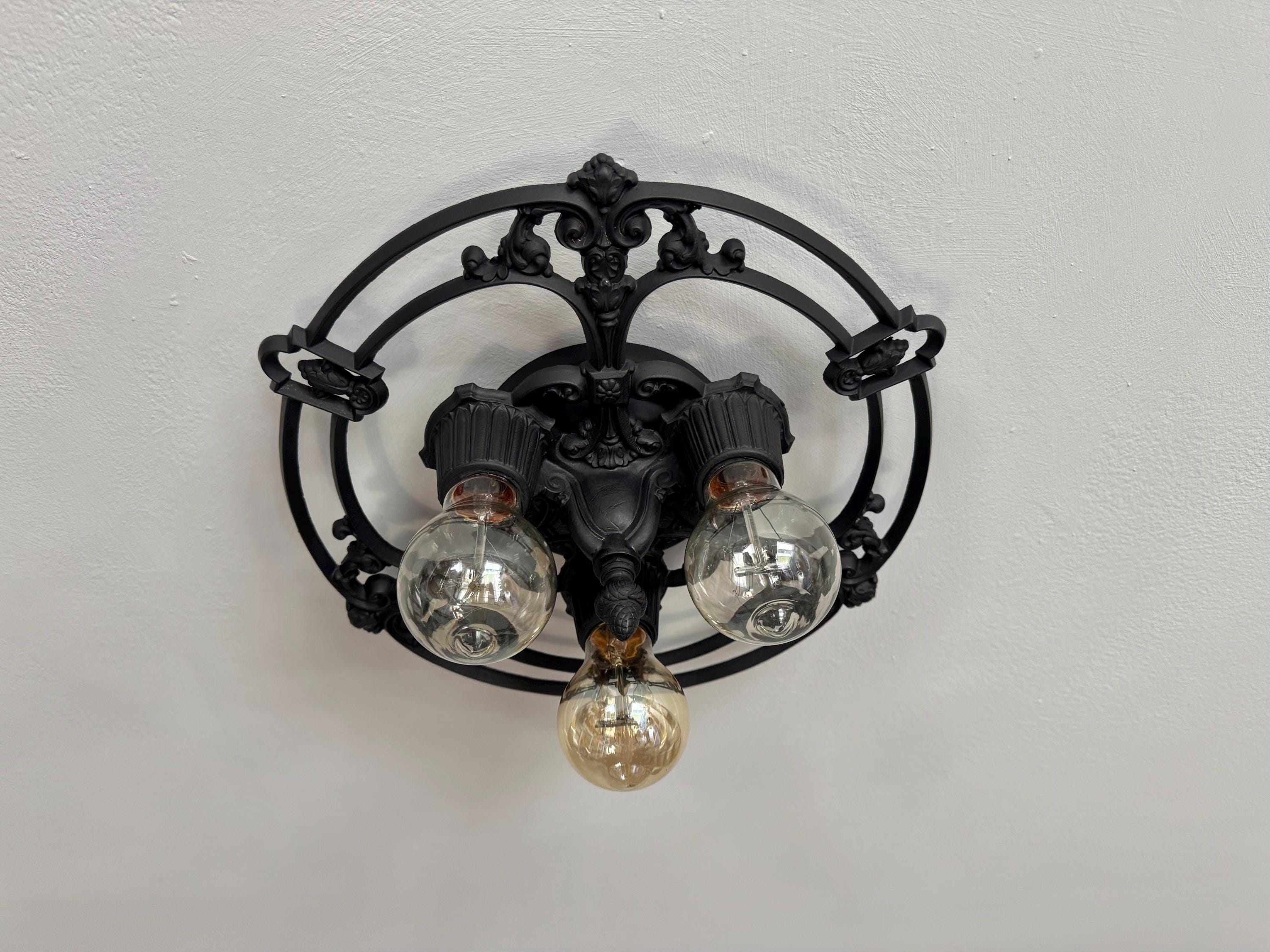 1920's Antique Flush Mount Ceiling Fixture, Center Cluster Bulb ...