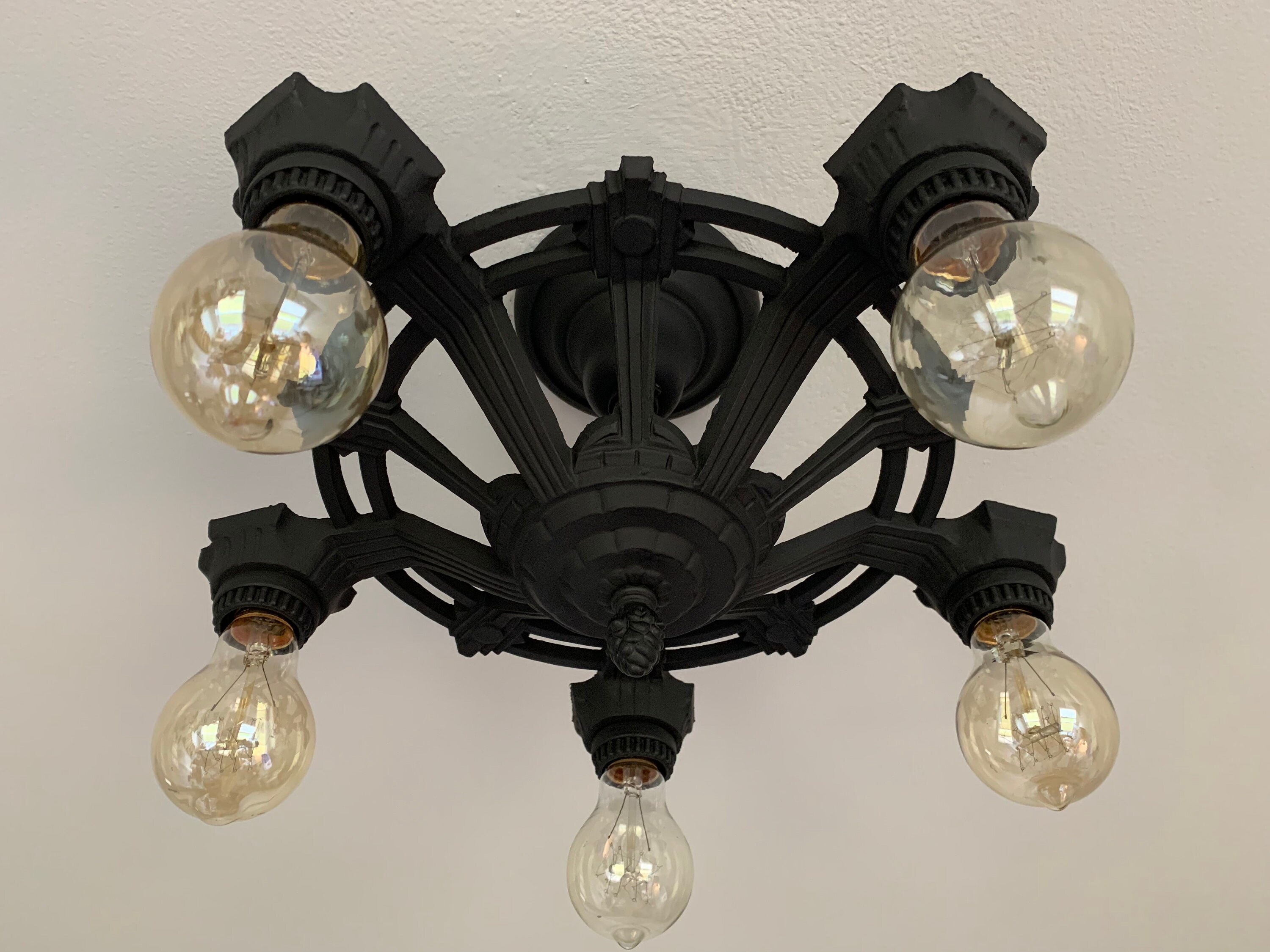 Semi Flush Mount Cast Iron Ceiling Light, 1920's Art Deco, Charcoal ...