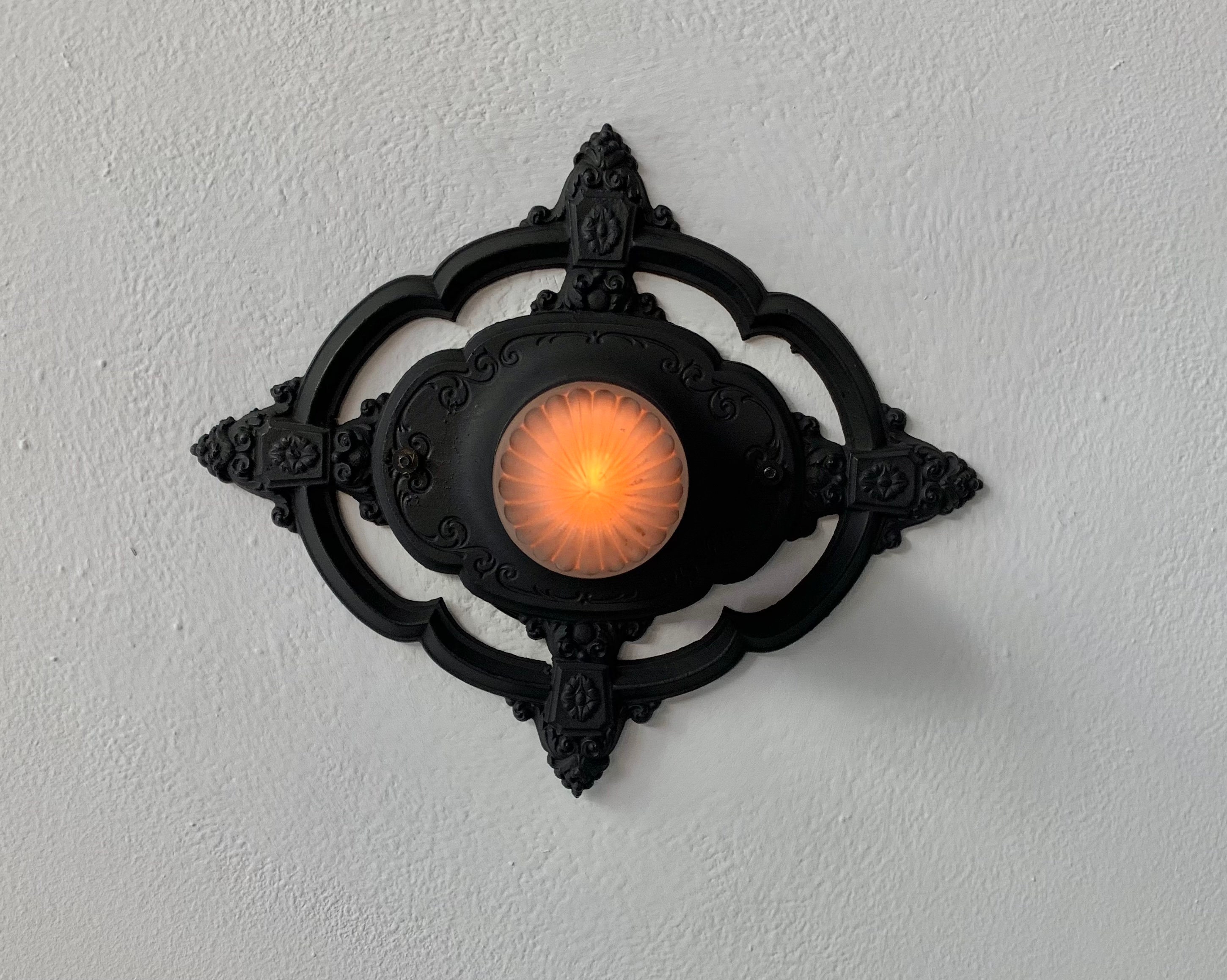 Petite 1920's Antique Flush Mount Ceiling Fixture, Singler Bulb ...