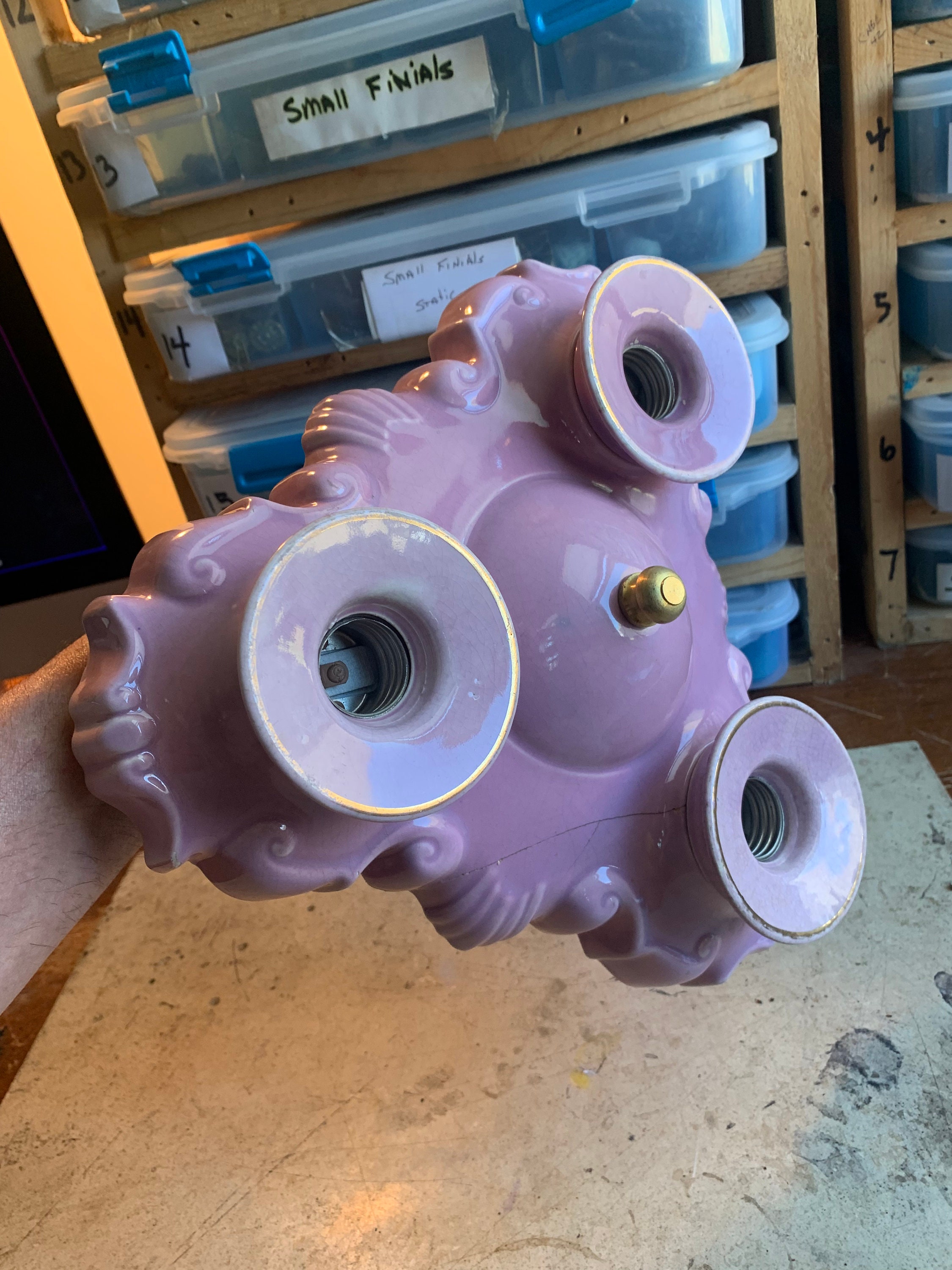 Antique Porcelain (Durock) Ceiling Fixture, Lavender Lilac Pink, 1920's ...