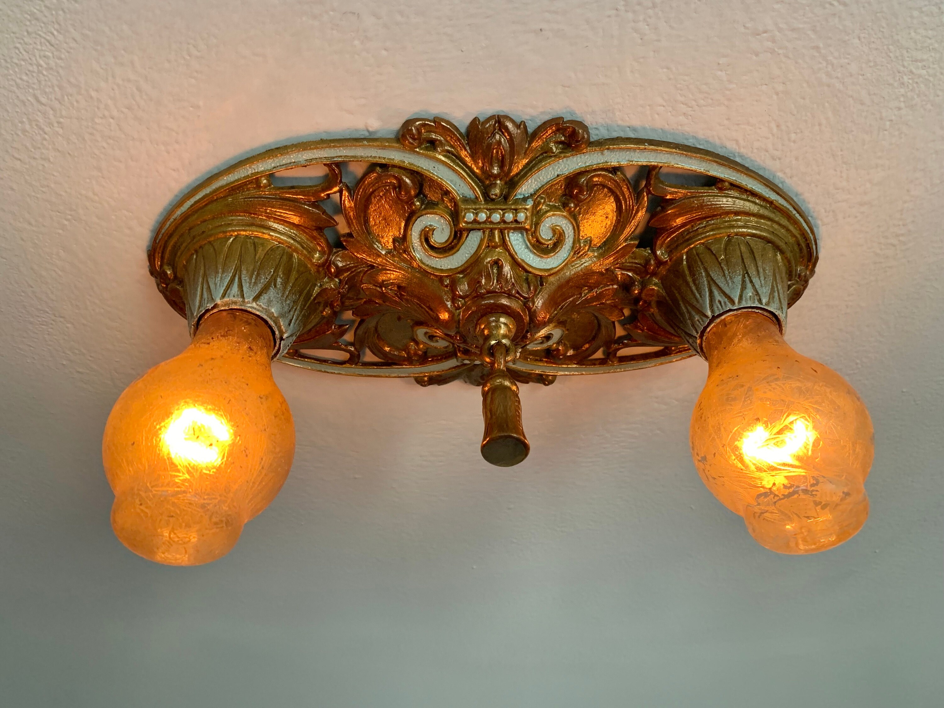 Antique Art Deco Flush Mount Ceiling Light Fixture, 1910's Merkel ...