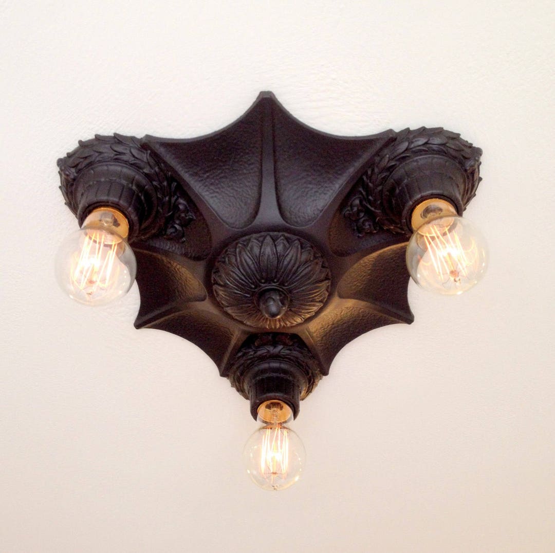 Flush Mount Cast Iron Ceiling Light, 1920's Art Deco, Markel Web Design ...
