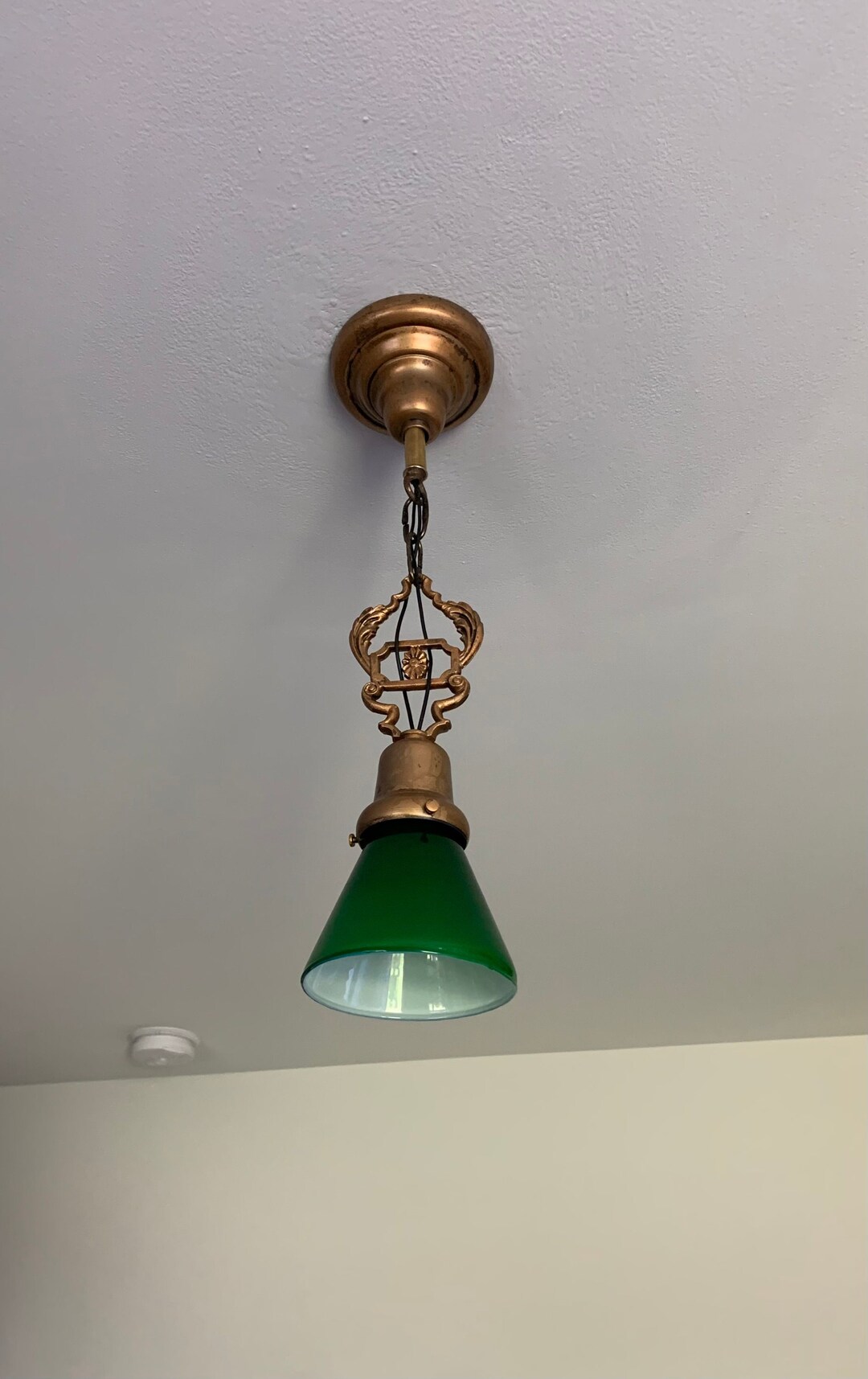 Hanging Vintage/antique Green Parlor Chandelier, 1930/40 Single Bulb ...