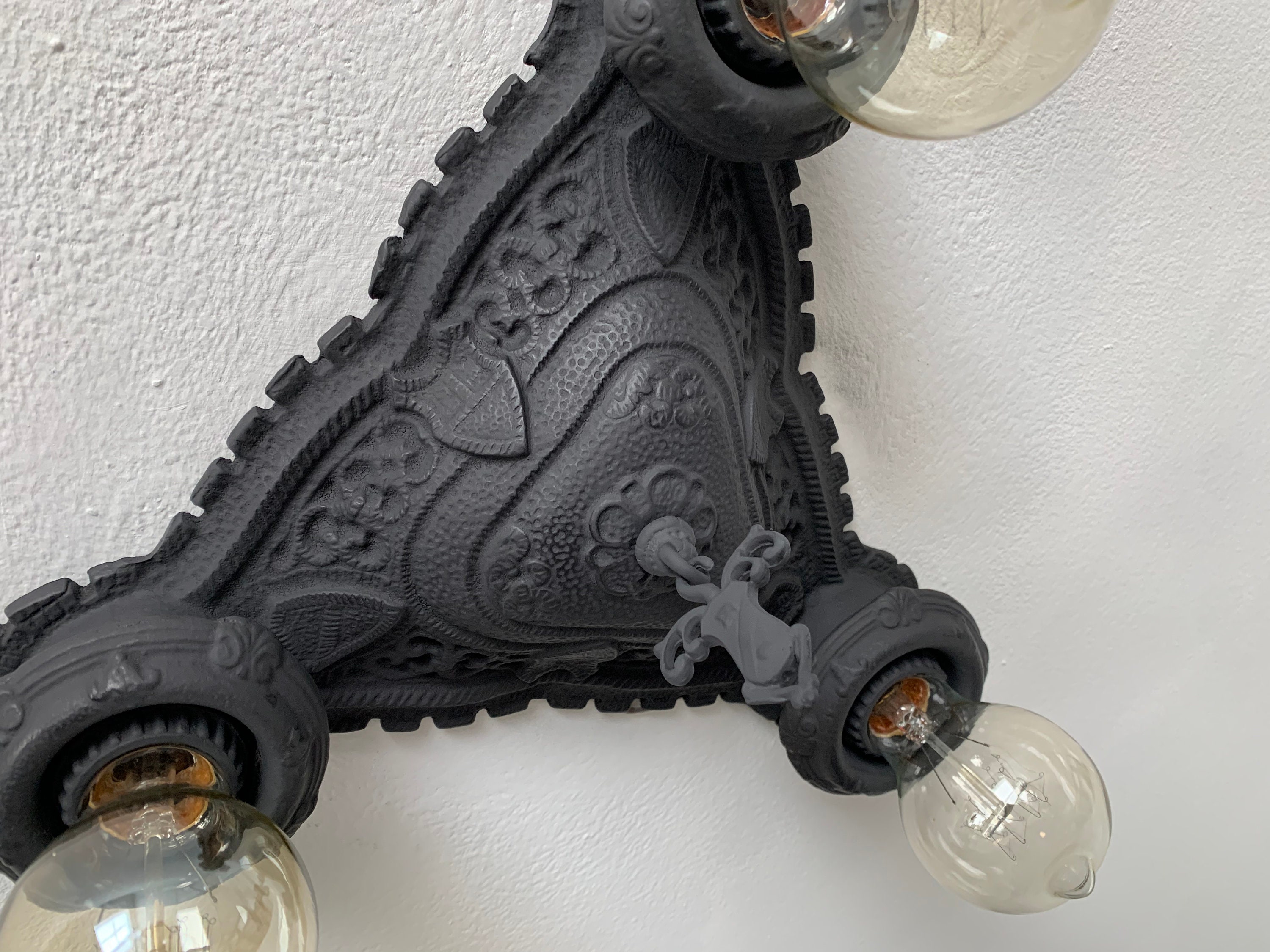 Flush Mount Heavy Cast Iron Ceiling Light, 1920's Art Deco, Spanish ...