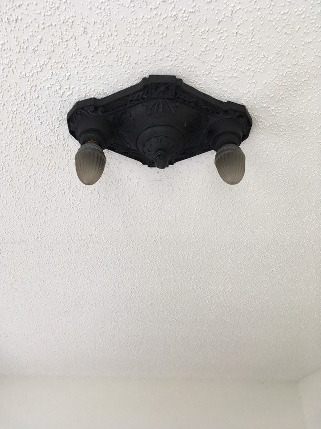 RESERVED Flush Mount Cast Heavy Iron Ceiling Light, 1920's Art Deco ...