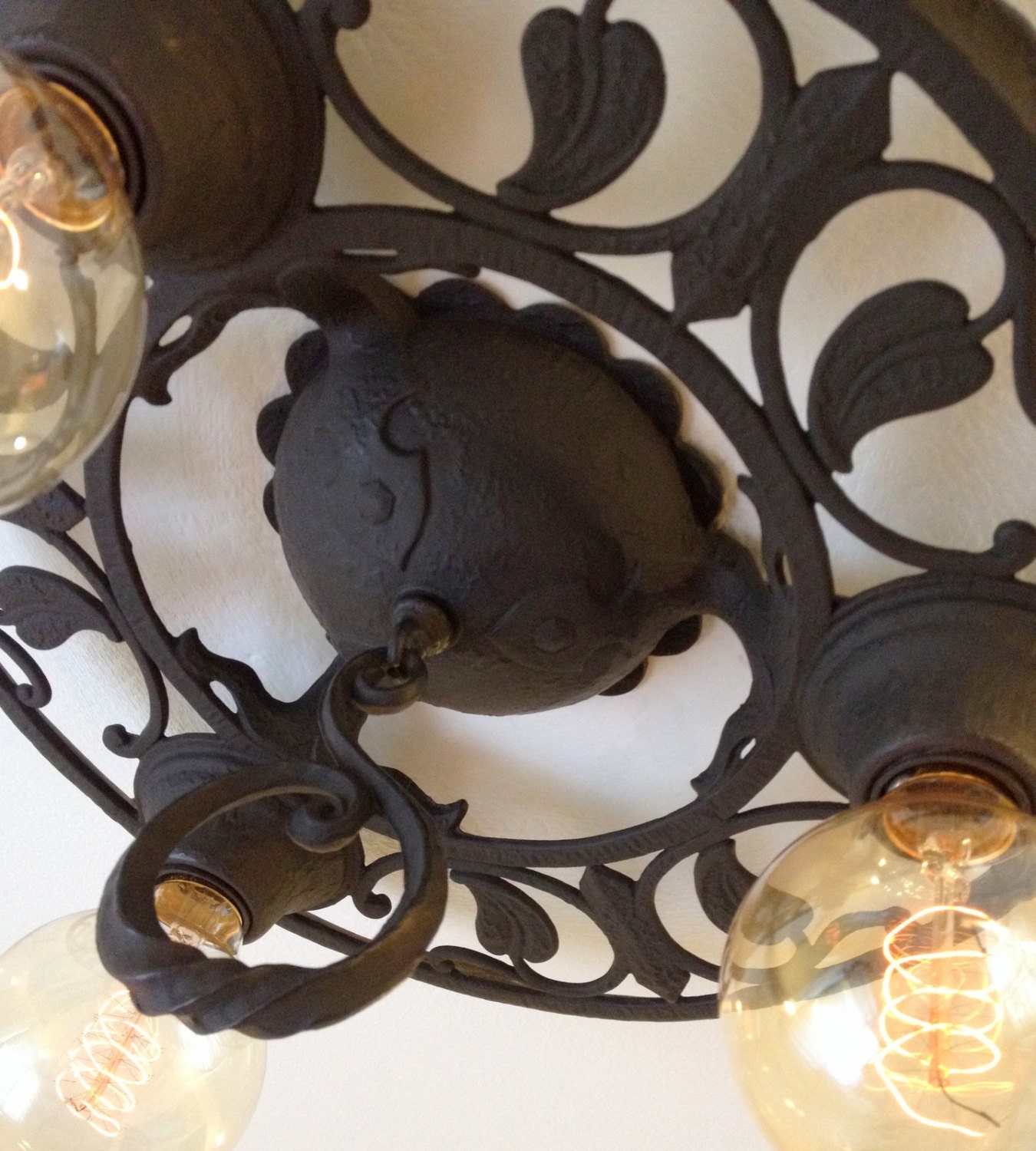 Semi Flush Ceiling Light, Gothic French Medieval with Pinning and Ivy ...