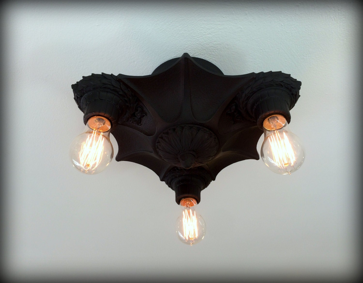 Antique Lighting Flush Mount Cast Iron Ceiling Light, 1920's Art Deco ...