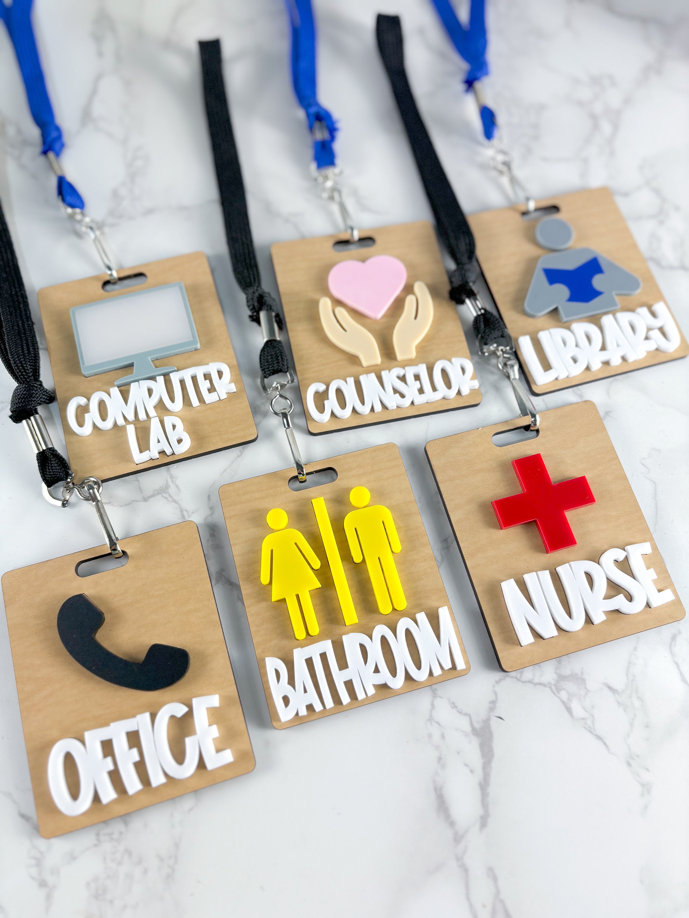 Hall Pass Hanger: Birch Wood Classroom Set With 6 Passes - Etsy