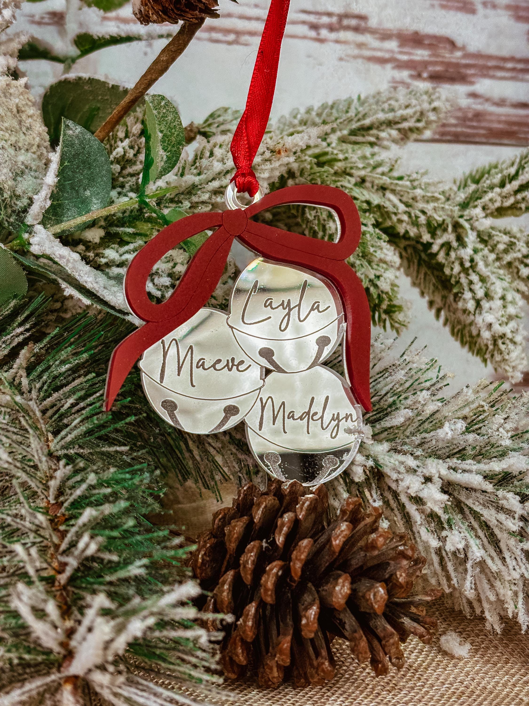 Jingle Bells Ornament, Personalized Bell Ornament, Family Name Ornament ...