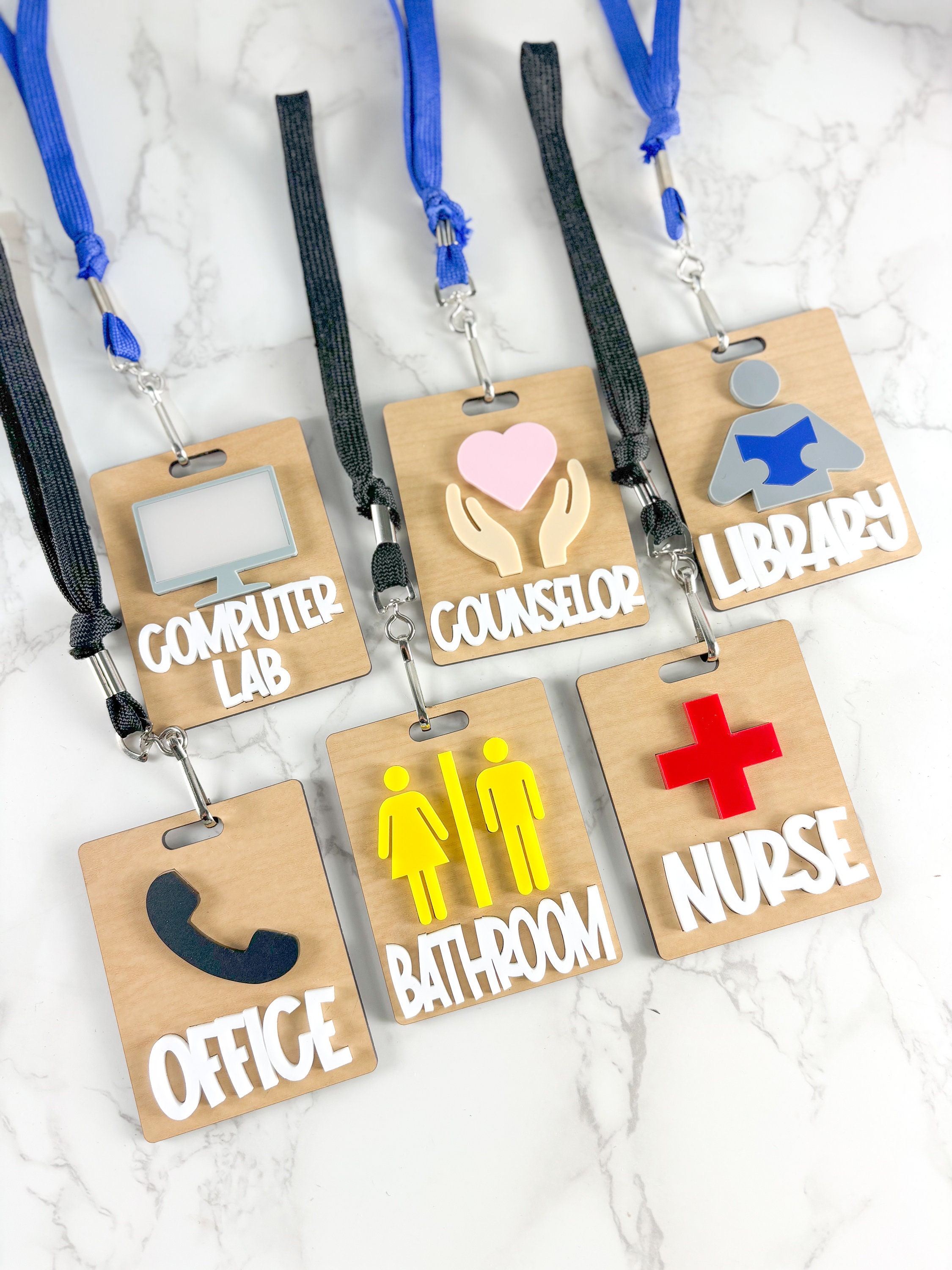 Hall Pass Hanger: Birch Wood Classroom Set With 6 Passes - Etsy