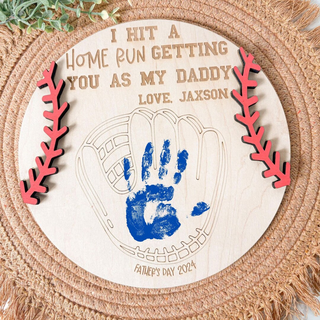 Baseball Handprint Sign for Fathers Day, Baseball Mitt Catchers Glove ...
