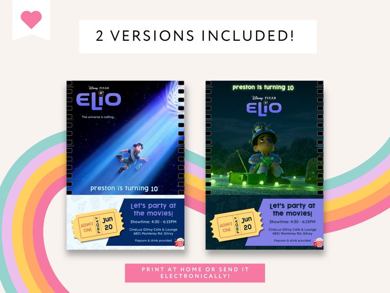 Elio Movie Ticket Birthday Party Invitation – Editable Canva Template ...