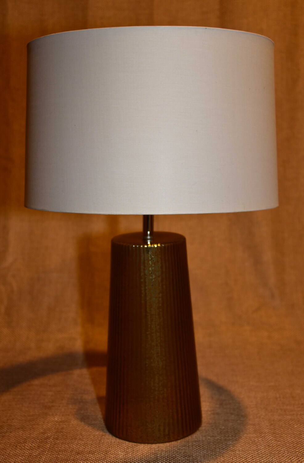 MID CENTURY MODERN Unique Fluted Silver Lustrous Glazed Smoke Glass ...