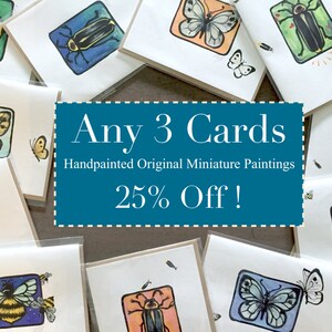 Hand Painted Lightning Bug Card, Original Miniature Painting, leonard 5 ...