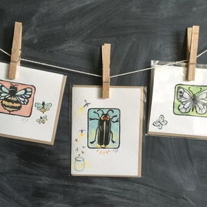 Hand Painted Lightning Bug Card, Original Miniature Painting, leonard 5 ...