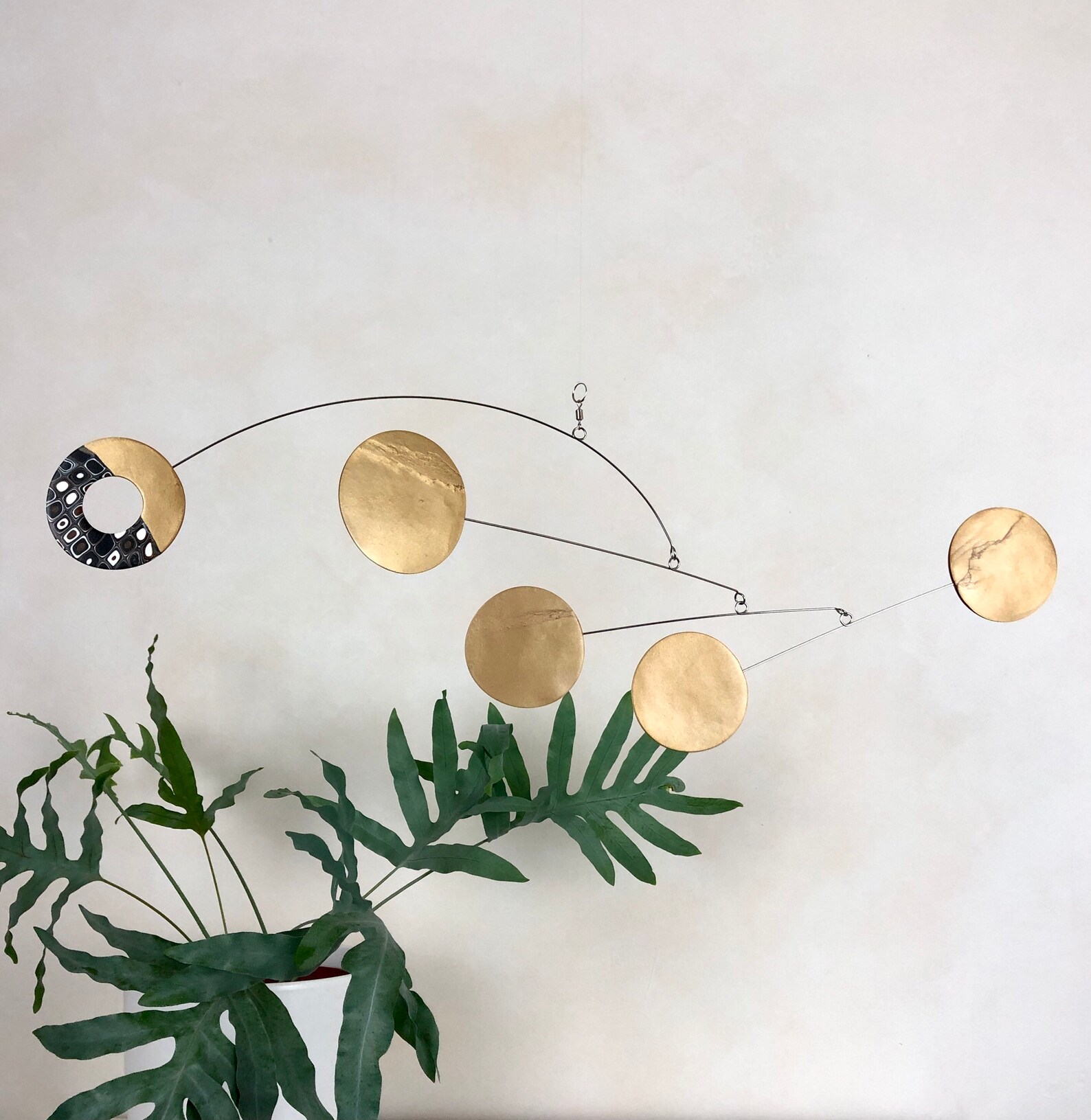 Gold Hanging Mobile, Kinetic Mobile, Art Mobile, Modern Mobile, Mid ...