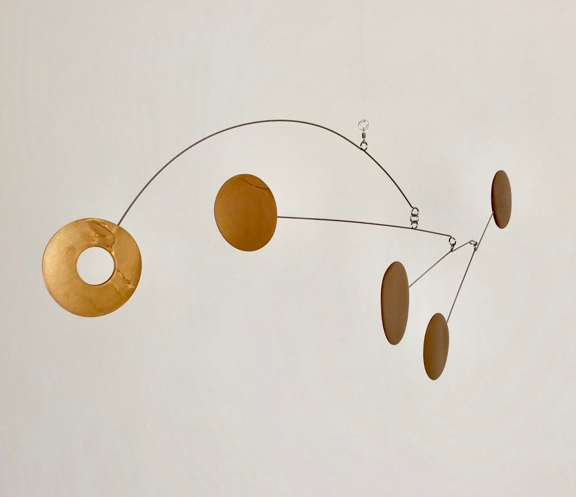 Gold Hanging Mobile Kinetic Mobile Art Mobile Modern - Etsy