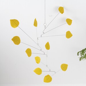 Leaf Mobile, Mobile Yellow Leaf, Modern Kinetic Mobile, Modern Yellow ...