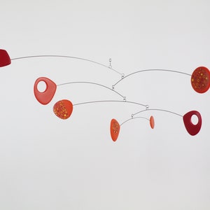 Modern Mobile, Retro Orange Red Kinetic, Hanging Mobile, Mid Century ...