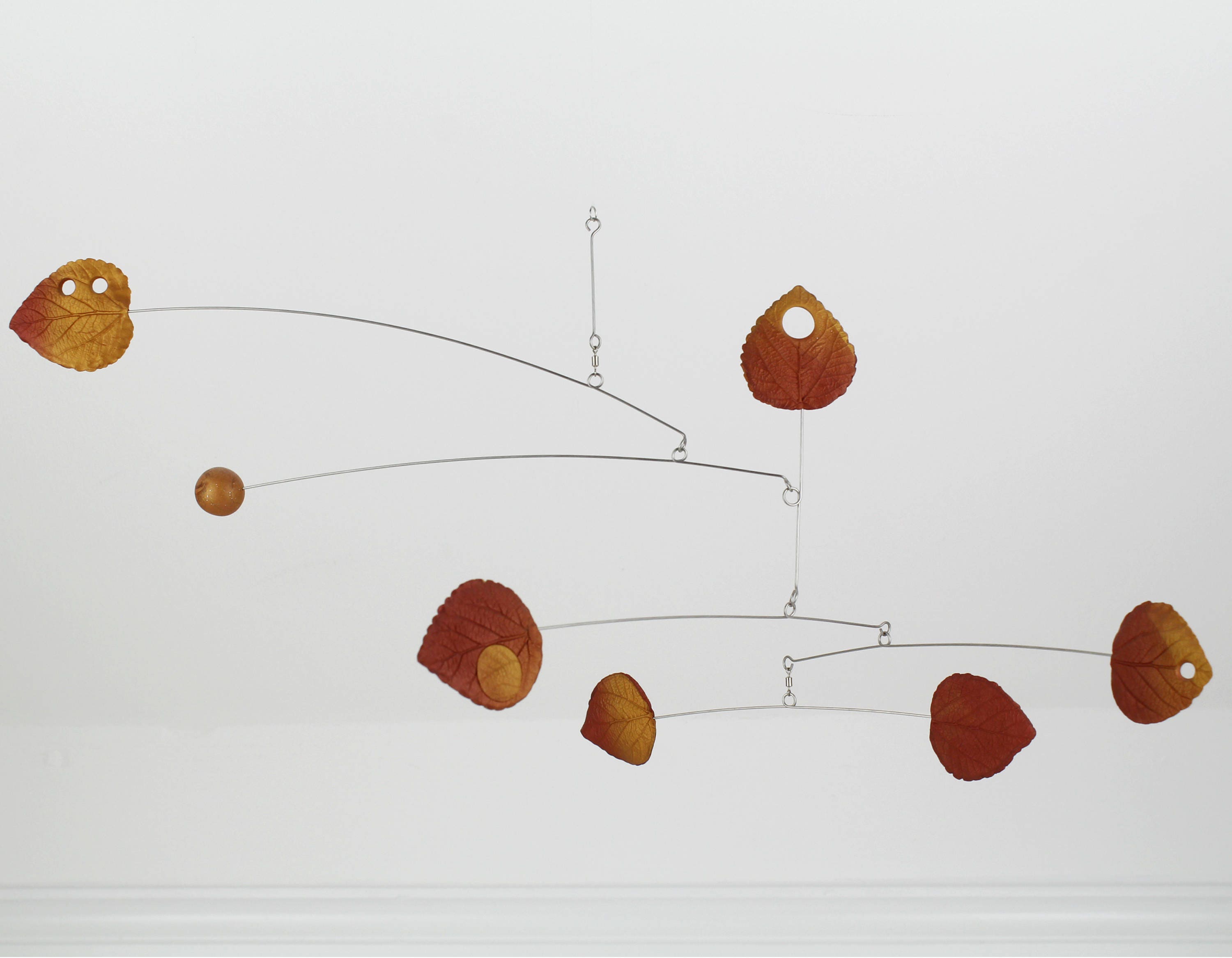 Mobile Kinetic Modern Mobile Copper Bronze Gold Leaf Modern Kinetic ...