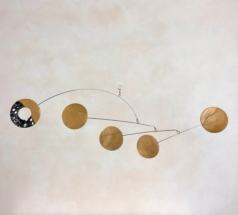 Gold Hanging Mobile, Kinetic Mobile, Art Mobile, Modern Mobile, Mid ...