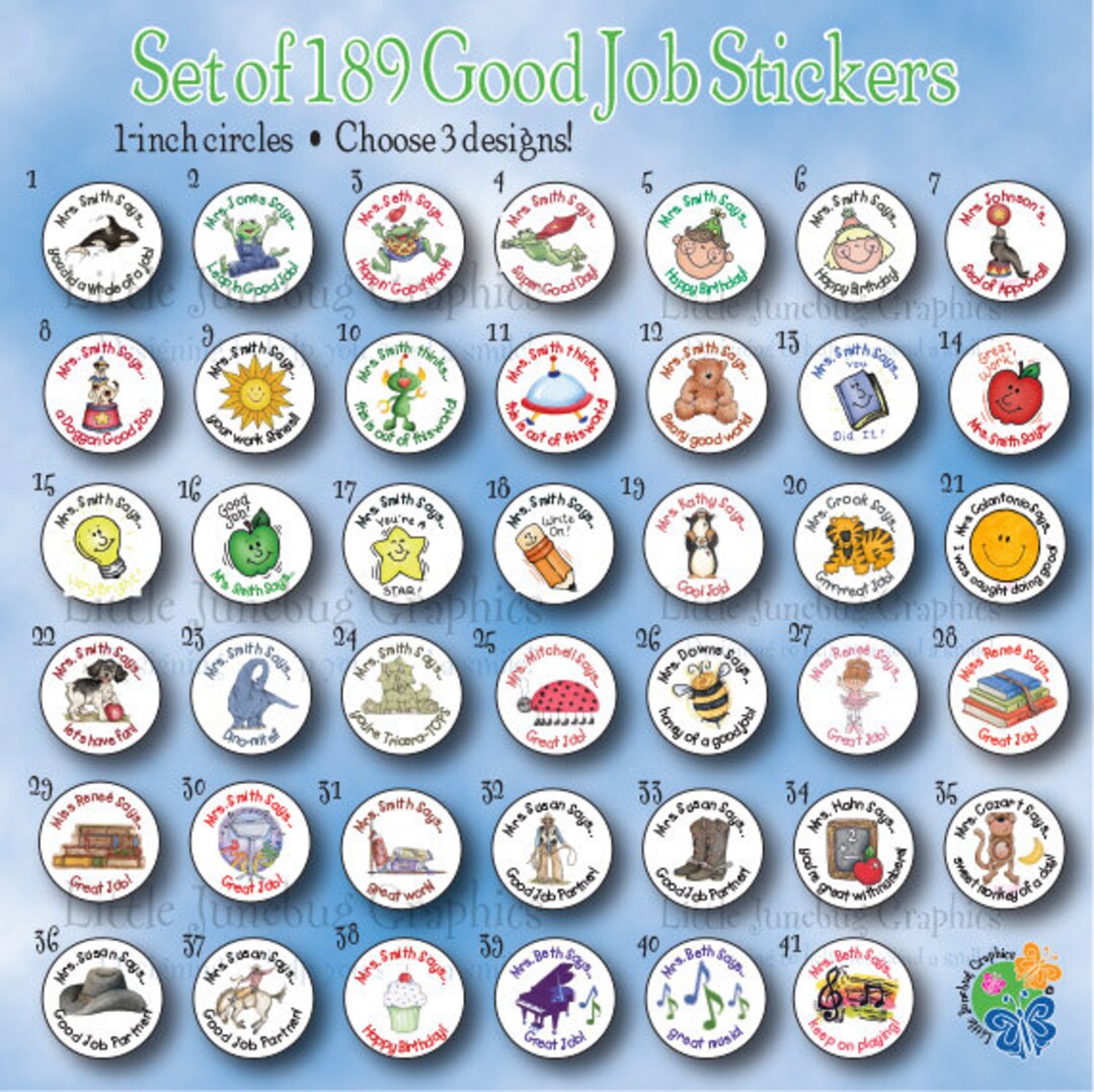 Personalized Teacher Good Job Stickers, 189 Stickers, Teacher Gift ...
