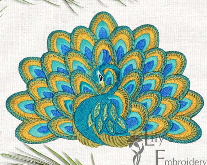 Machine Embroidery Design Colourful Peacock in 2 Sizes - Etsy