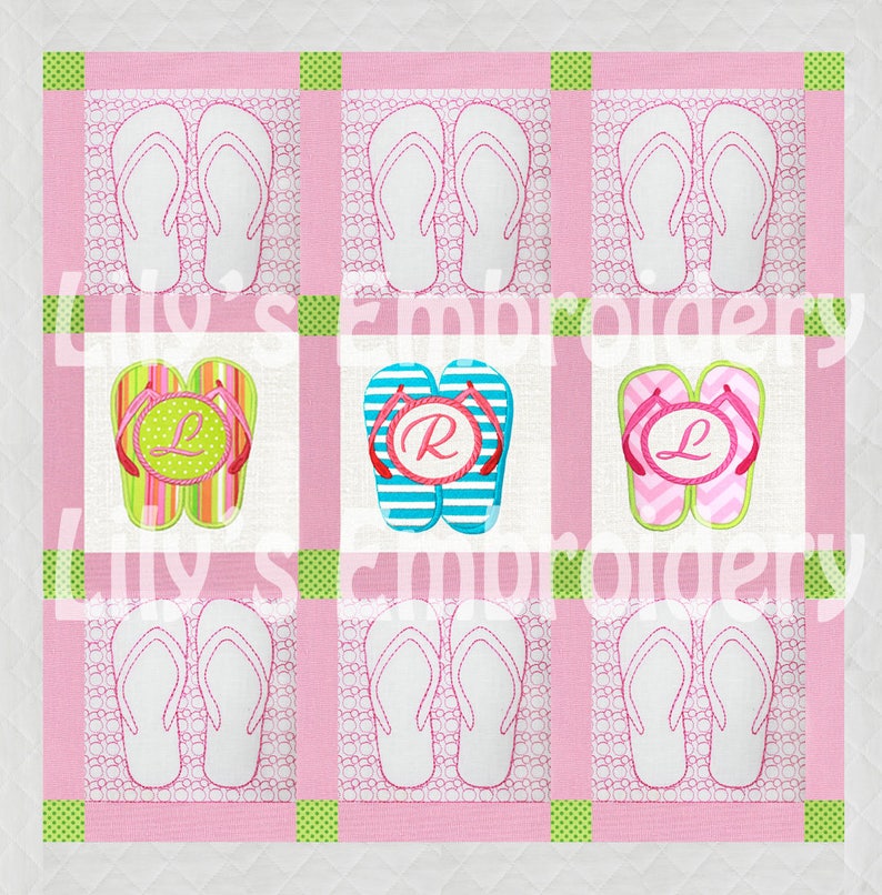 Machine Embroidery Design Flip Flop Collection 5 Designs - Etsy