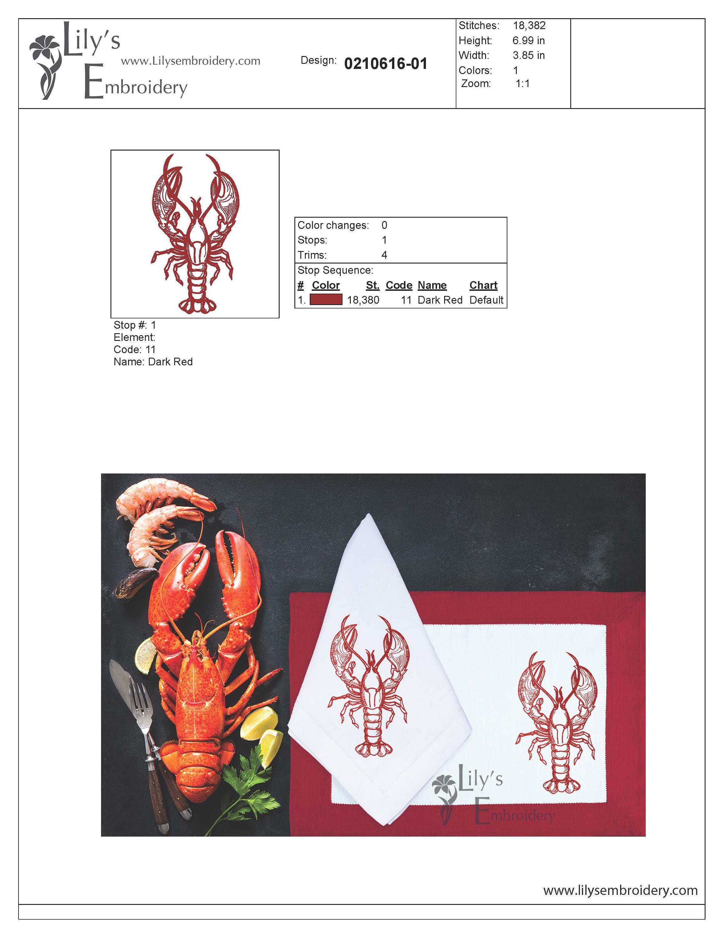 Machine Embroidery Design Lobster 4 Sizes - Etsy