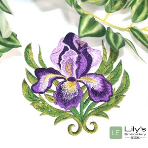 Iris Flower Machine Embroidery Design Baroque Accents - Instant ...