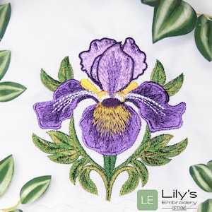 Iris Flower Machine Embroidery Design Instant Download - 4 Sizes - Etsy
