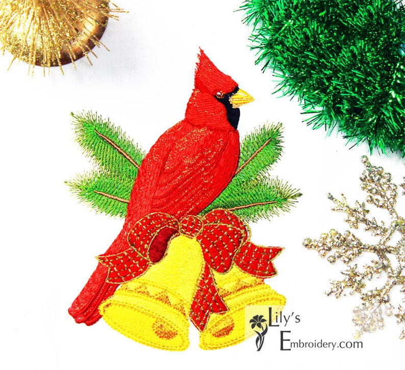 Christmas Machine Embroidery Design Christmas Cardinal & - Etsy