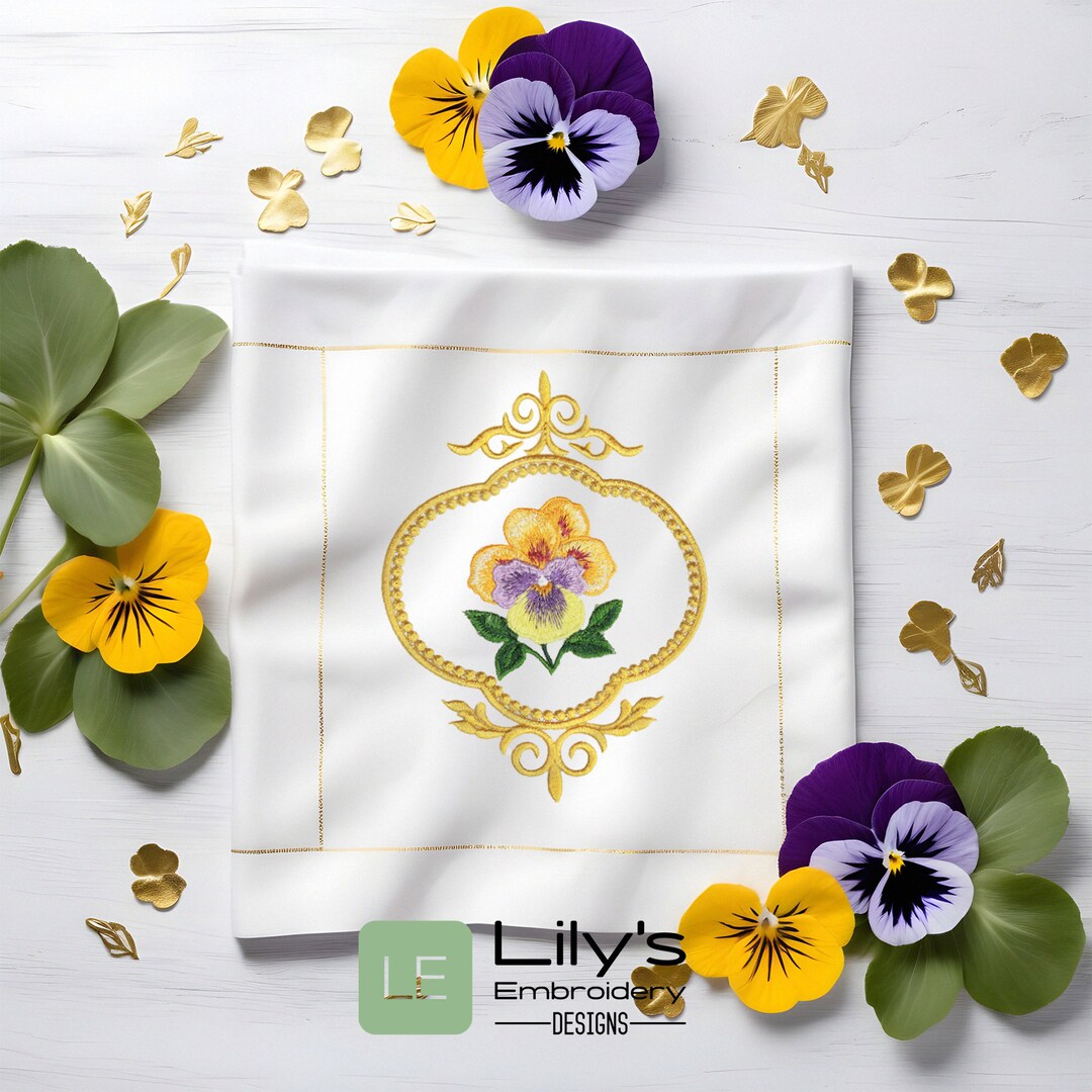 Pansy Machine Embroidery Design Baroque Frame - Embroidery File - 4 ...