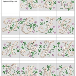Elegant Floral Alphabet Monogram Font Machine Embroidery Designs ...