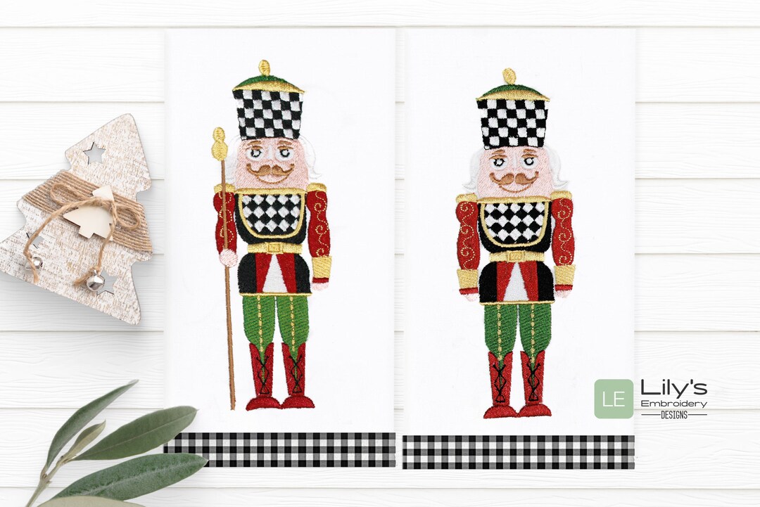 Checkered Nutcracker Machine Embroidery Design - Set of Two - 5 X 7 ...