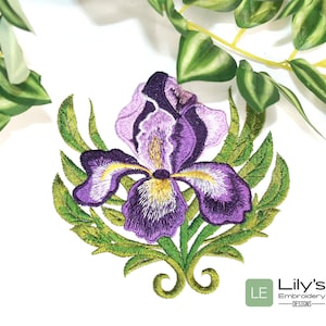 Iris Flower Machine Embroidery Design Baroque Accents - Instant ...