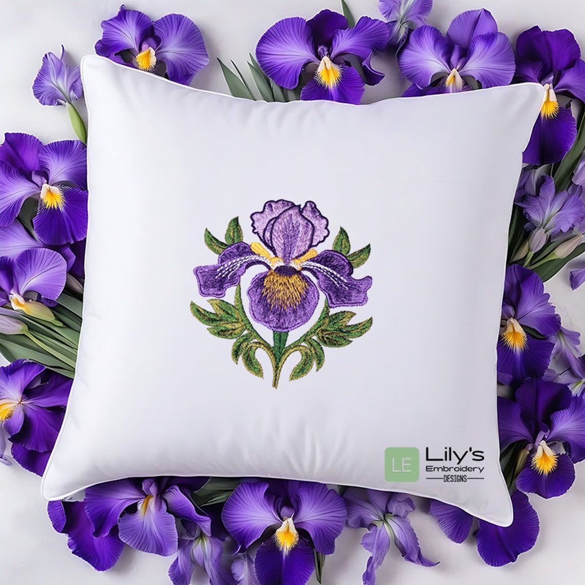 Iris Flower Machine Embroidery Design Instant Download - 4 Sizes - Etsy UK