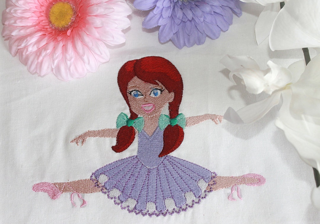 Ballerina Machine Embroidery Design (02) - (2 Sizes) 5 X 7 Hoop and 4X4 ...