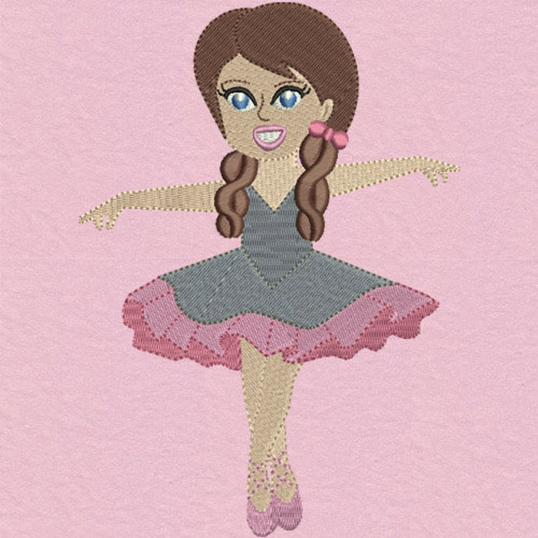 Ballerina Machine Embroidery Design # 4 - (2 Sizes) 5 X 7 Hoop and 4X4 ...